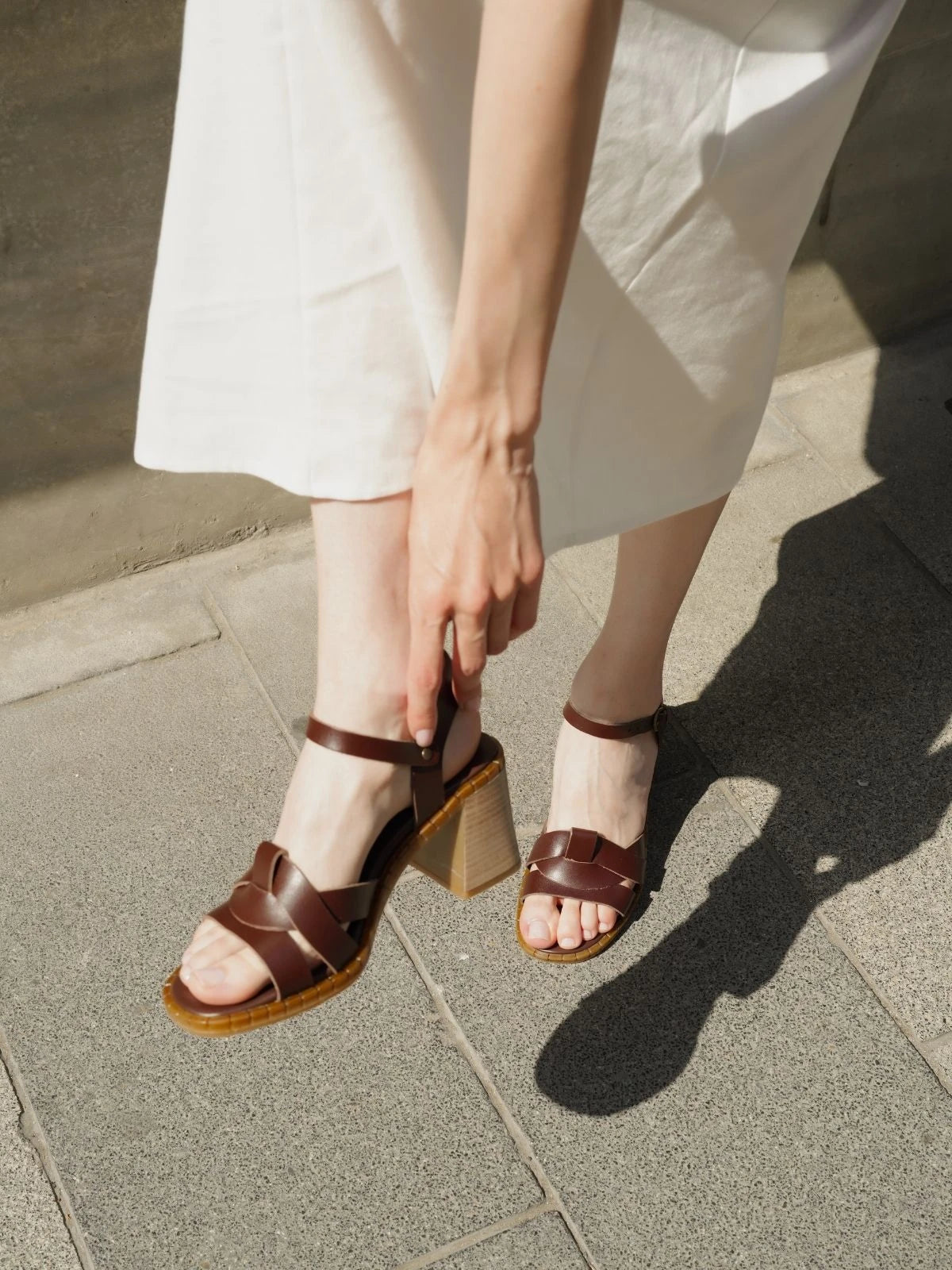 %100 El Yapımı Hakiki Deri Kadın Topuklu Sandalet - RP2116